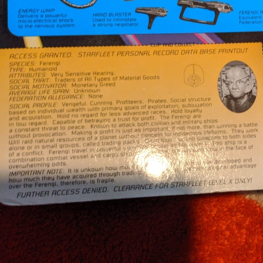 Vintage 1992 Startrek Next Generation (Ferengi) - Gem